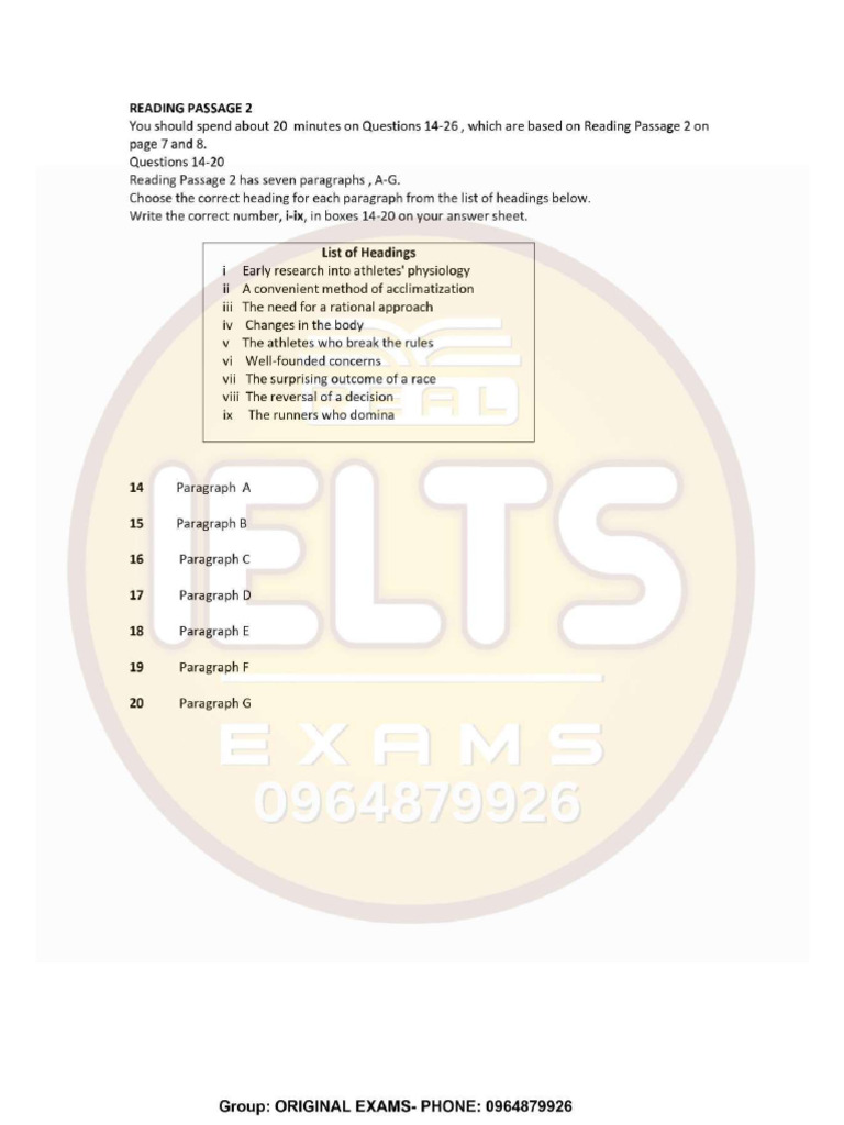 Real IELTS Test - Reading Passage 2 - Matching Headings | PDF