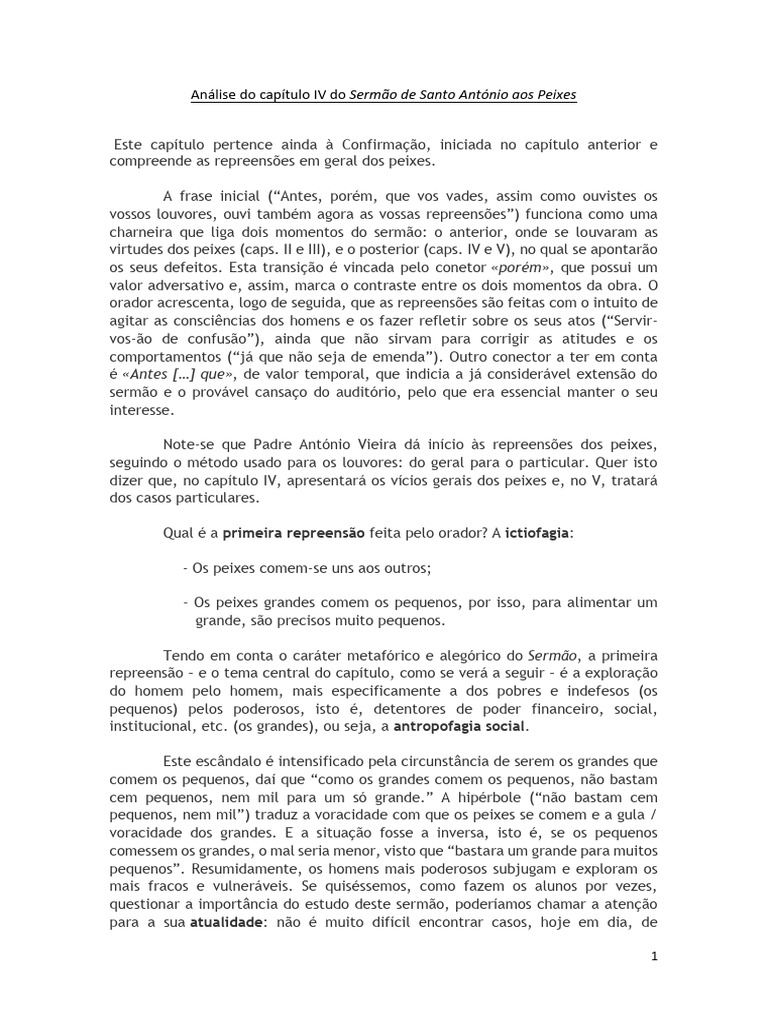 Análise do Capítulo IV do Sermão aos Peixes | PDF | Deficiência visual ...