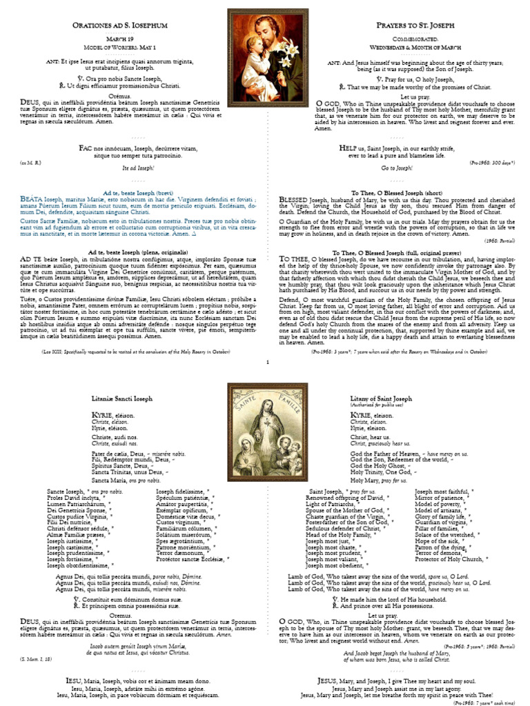 Prayers ST JOSEPH Latin English C | PDF | Saint Joseph | Mary, Mother ...