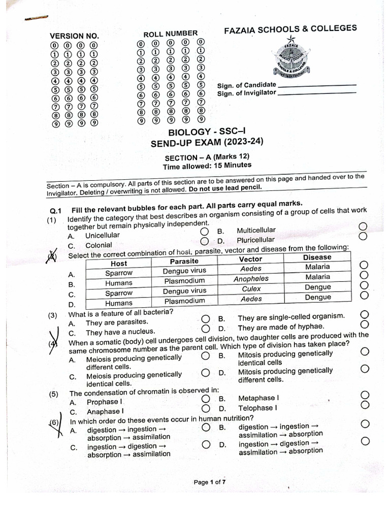 Biology Past Sendup Paper | PDF