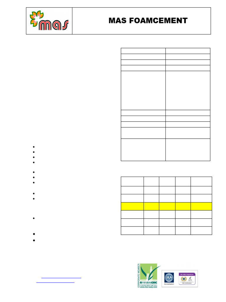 MAS FOAMCEMENT | PDF | Concrete | Materials