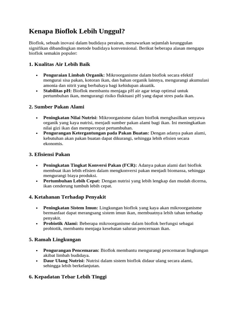 Keunggulan Bioflok dalam Budidaya | PDF | Kesehatan Holistik
