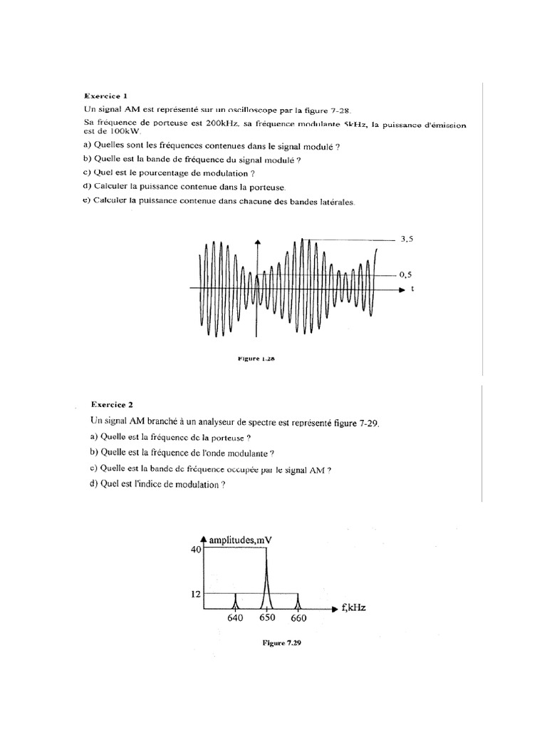 Transmission Analogique TD1 Exercises | PDF