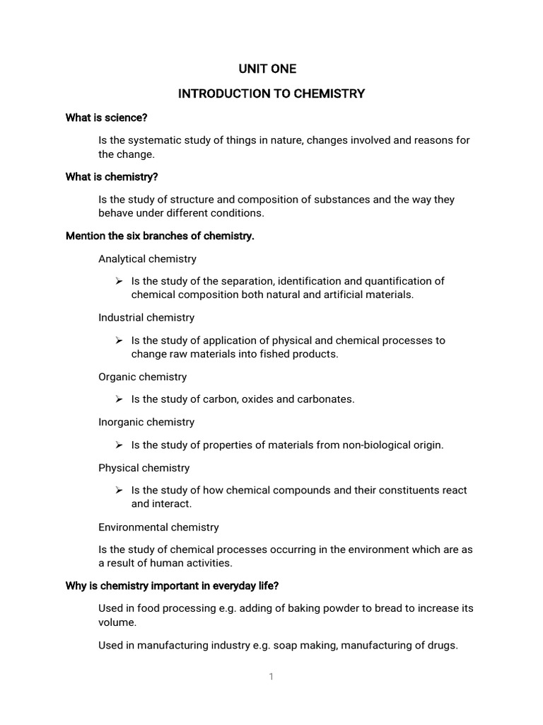 Chemistry Form 1 | PDF