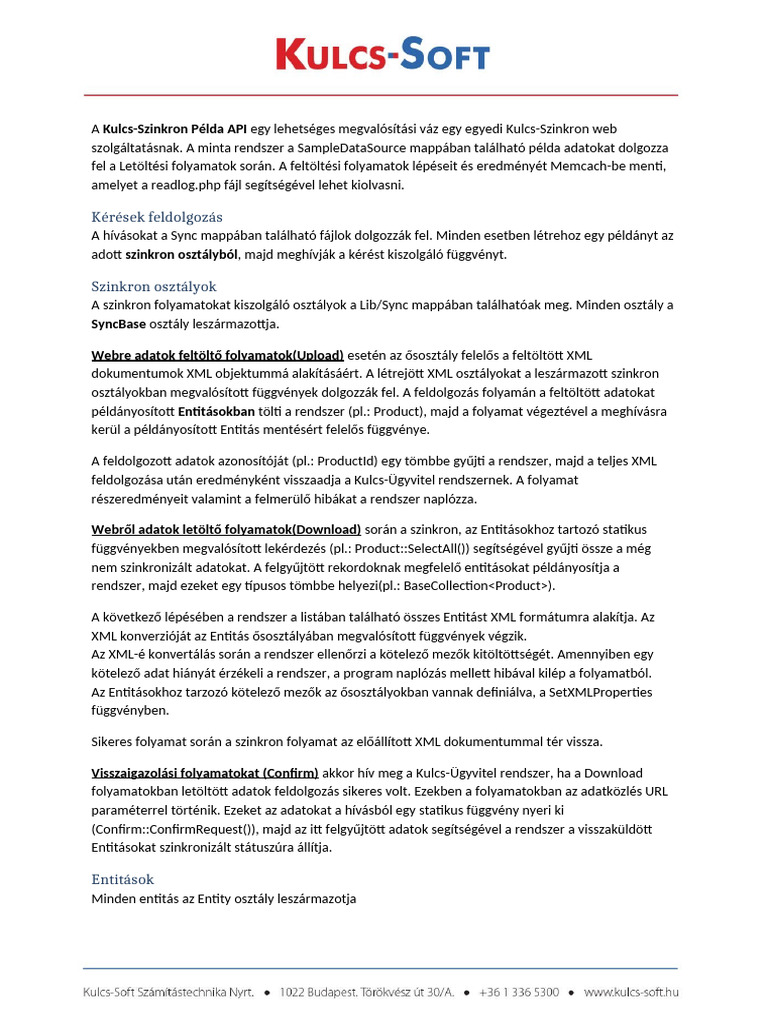 Kulcs Szinkron API | PDF