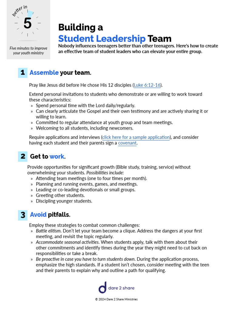 How to Build a Student Leadership Team | PDF | Adolescence | New ...