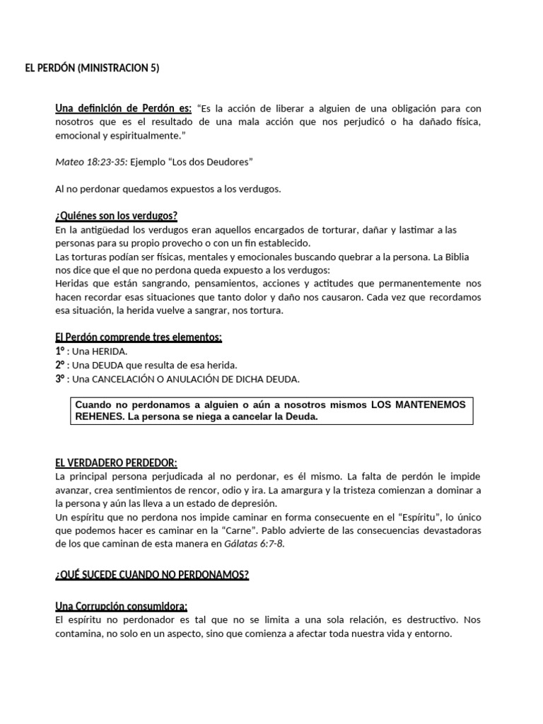 Ministracion 5 El Perdon | PDF | Perdón | Pecado
