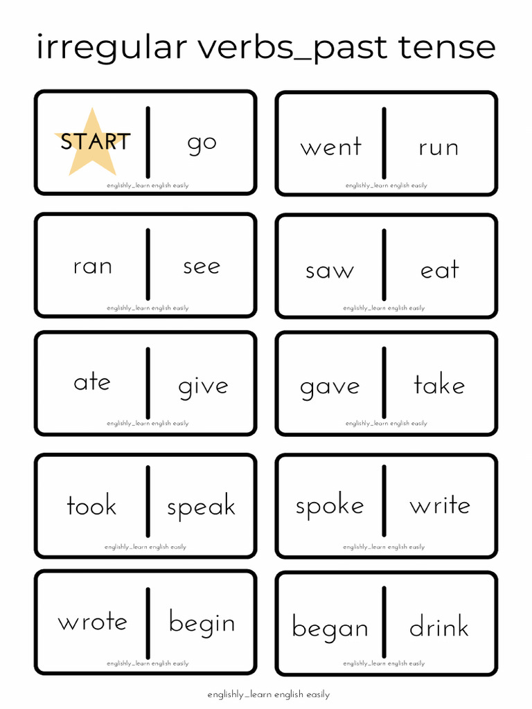 Domino Game - Irregular Verbs - Past Tense | PDF