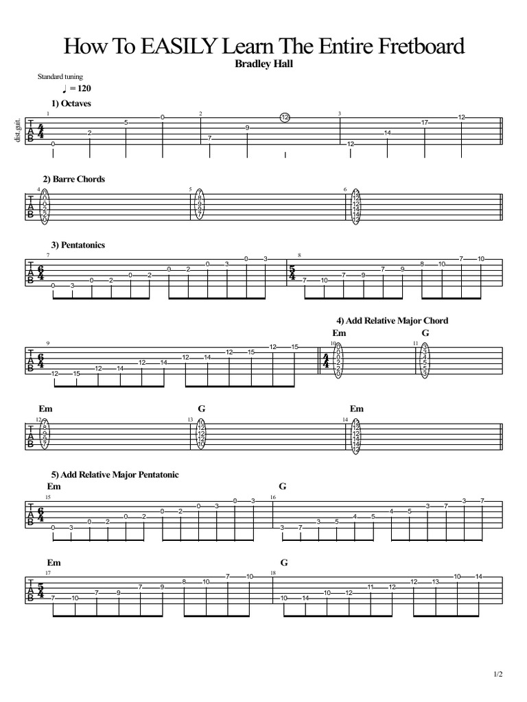 How To EASILY Learn The Entire Fretboard (Tab) | PDF | String ...