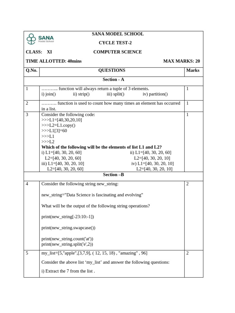 11 Ct2 S1 Pdf String Computer Science Computer Engineering