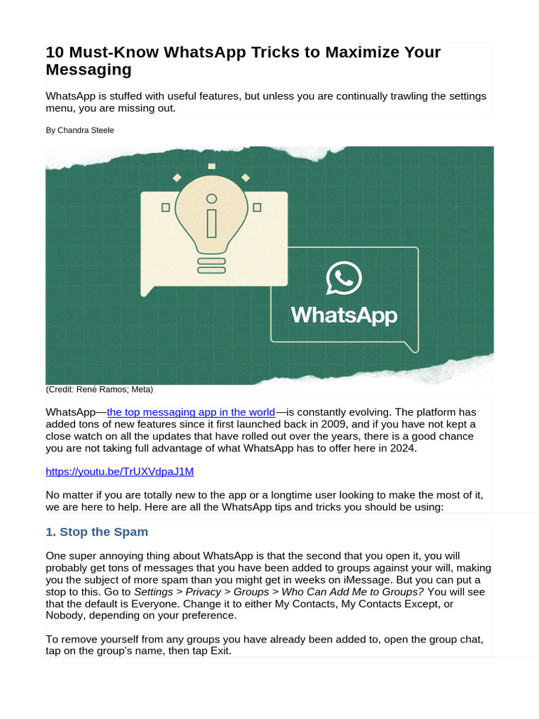 10 Must-Know WhatsApp Tricks to Maximize Your Messaging | PDF ...
