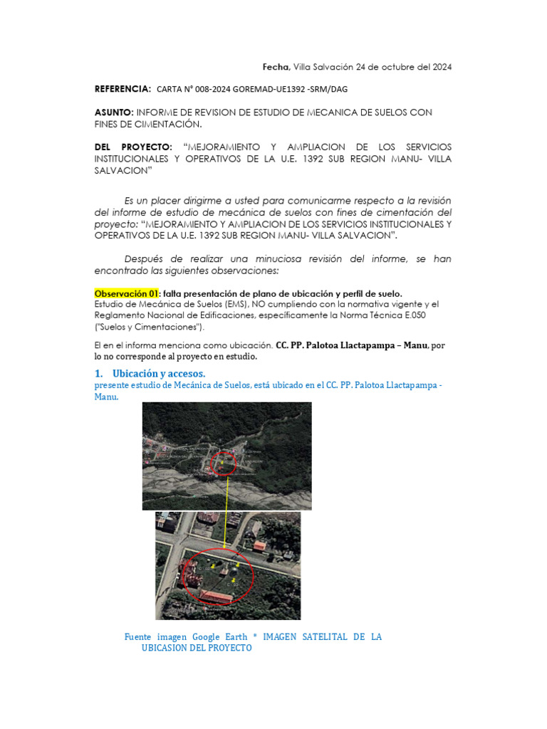 Imforme 01. - Sede | PDF | Fundación (Ingeniería) | Ingeniería geotécnica