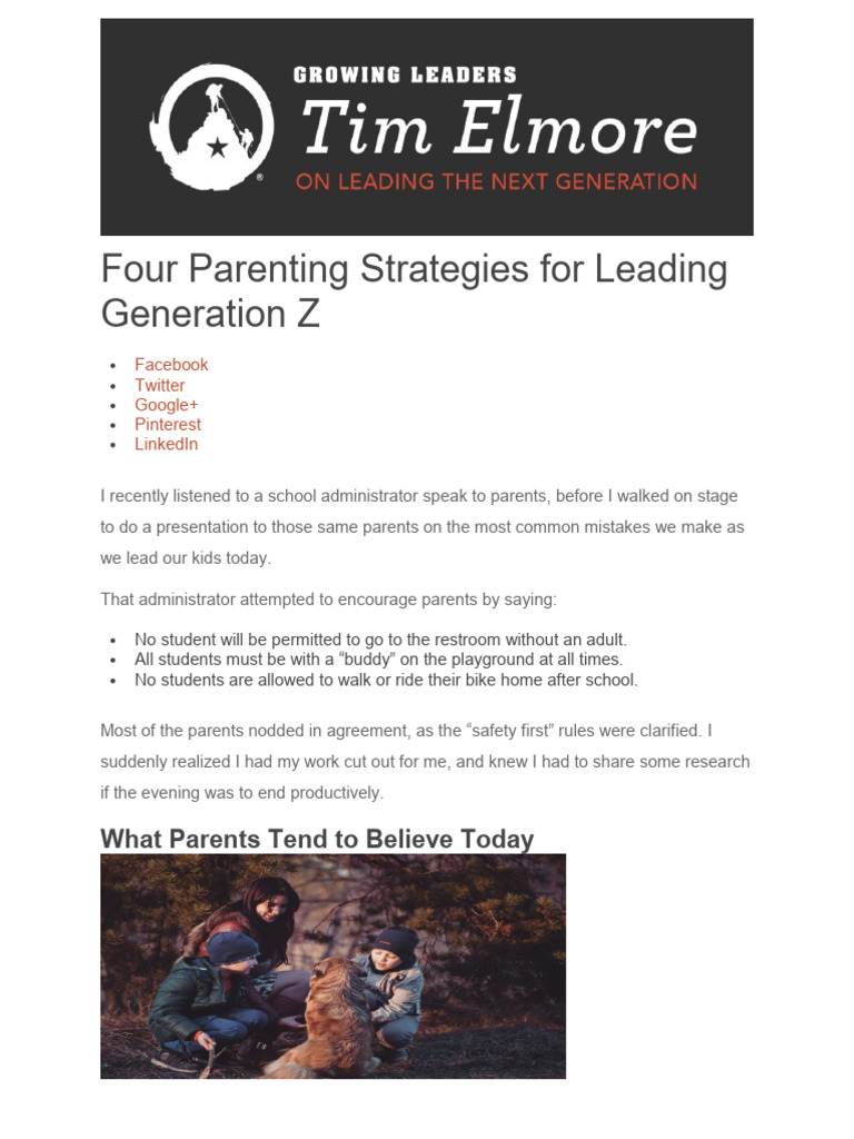 Four Parenting Strategies For Leading Generation Z | PDF | Adolescence ...