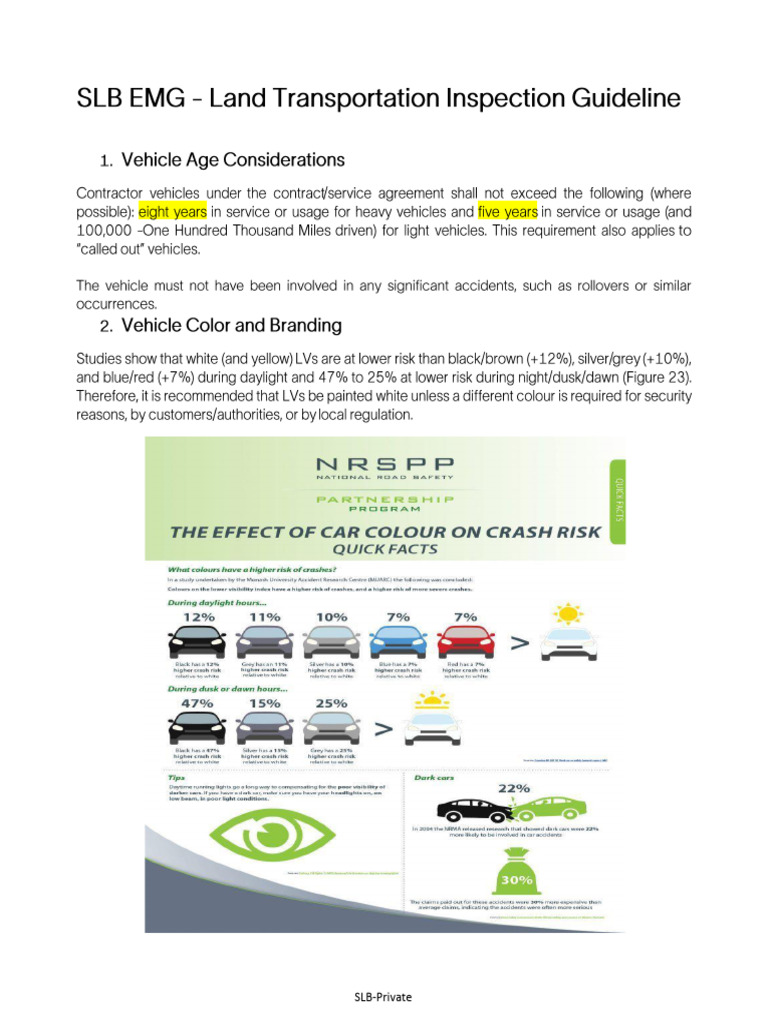 SLB EMG - Land Transportation Inspection Guideline | PDF