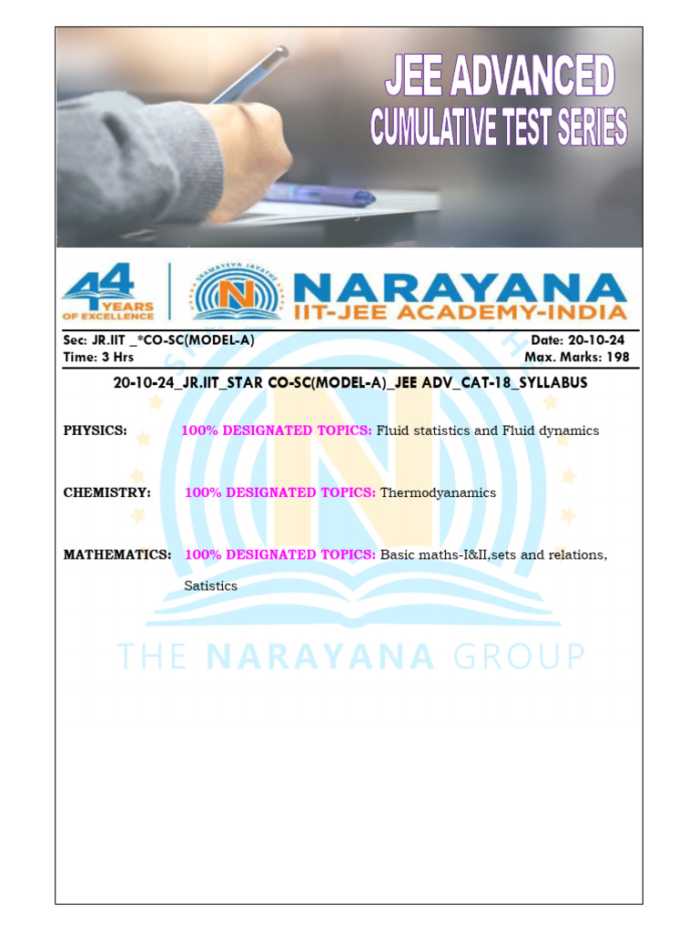 JEE Advanced Model A Question Paper | PDF | Temperature | Heat
