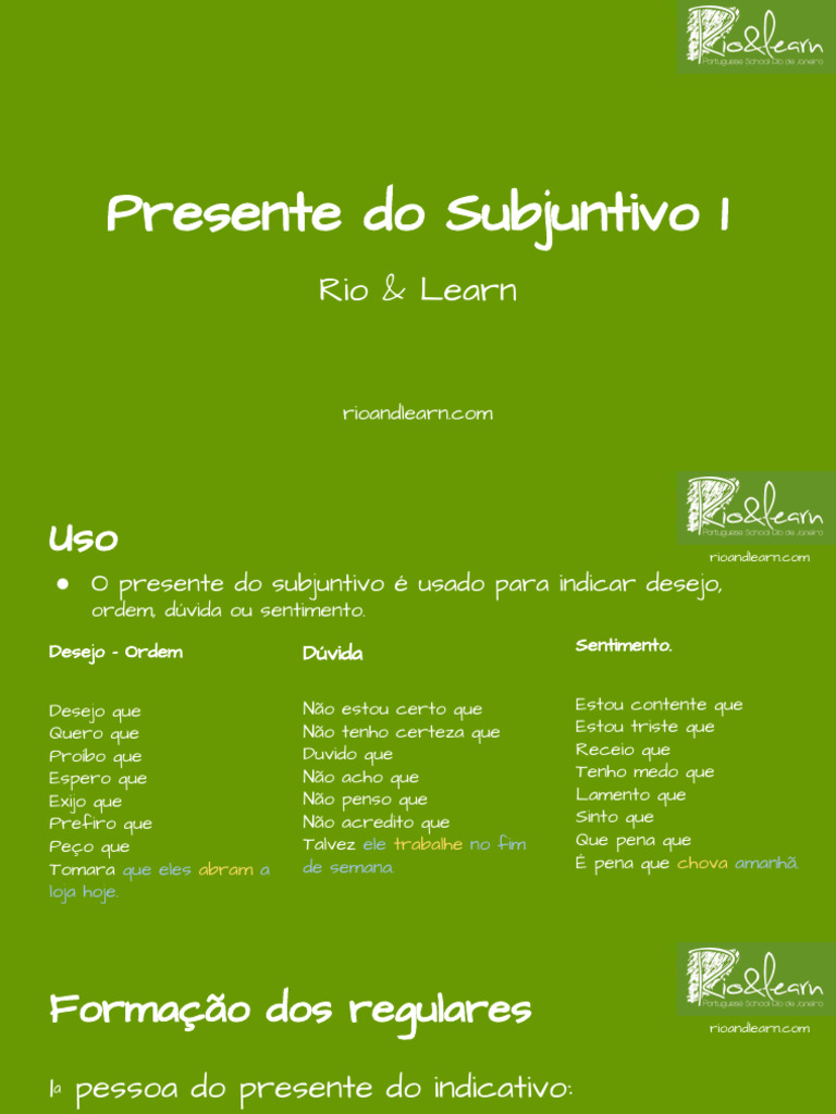 Presente do Subjuntivo em Português | PDF