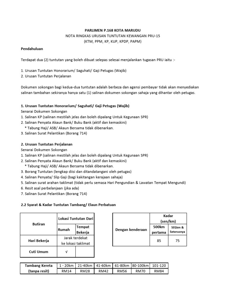 Nota Ringkas Kewangan PRU15 | PDF