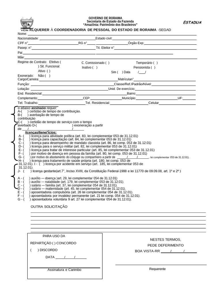 Modelo de Requerimento Segad RR | PDF
