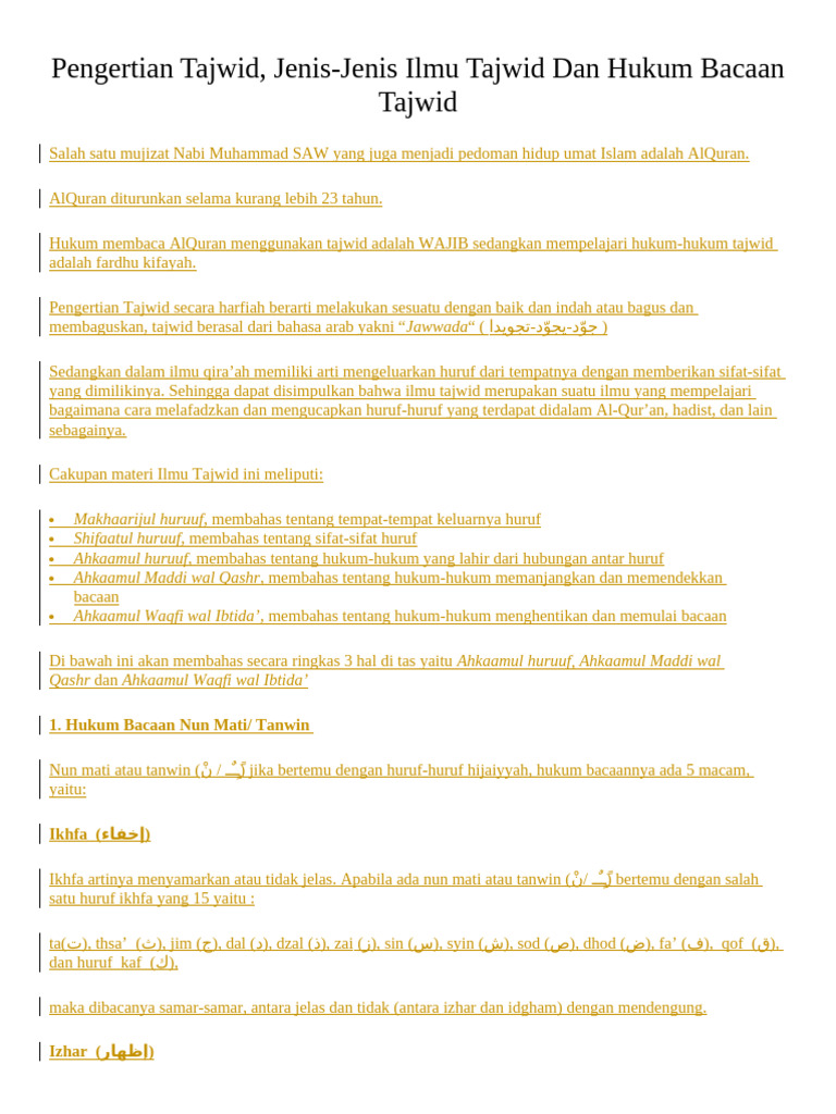 Pengertian Tajwid | PDF