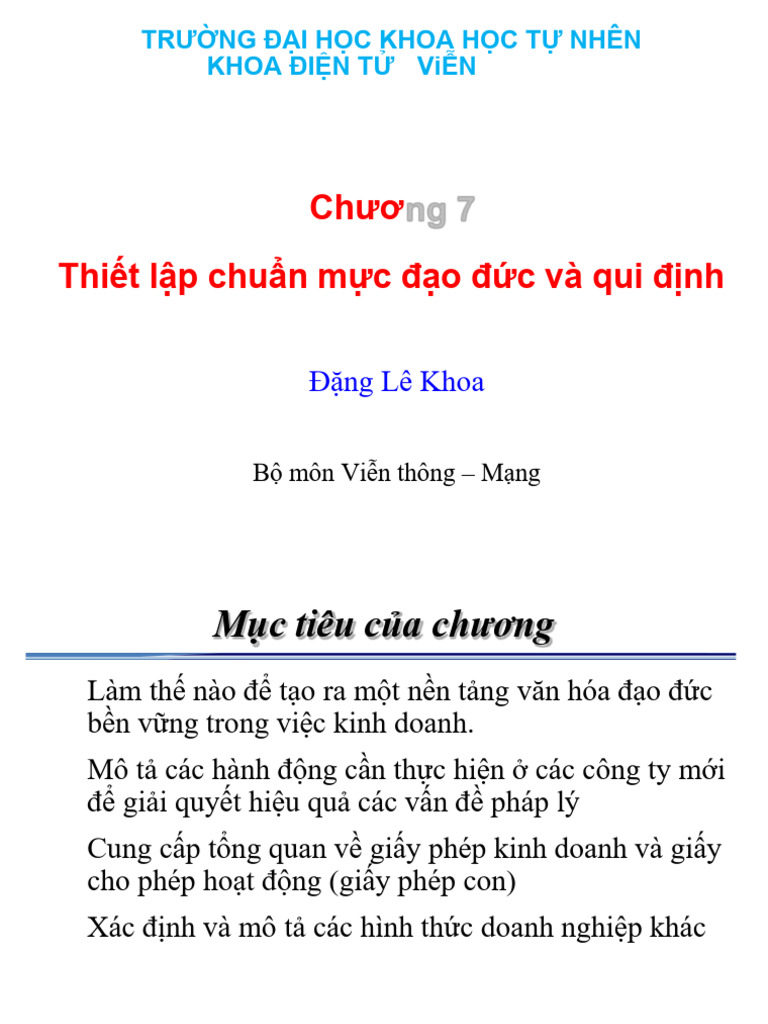 Bai 7 - Thiet Lap Chuan Muc Dao Duc Va Qui Dinh | PDF