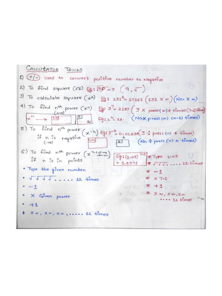 Maths Calculator Tricks | PDF