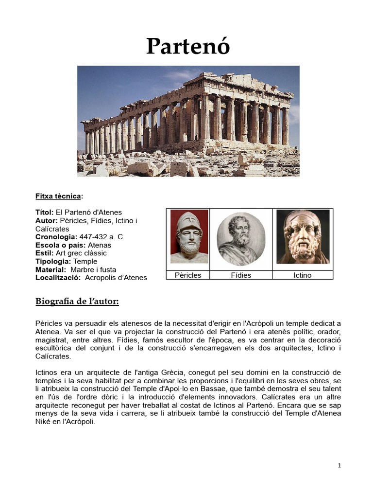 Partenó COMENTARI | PDF