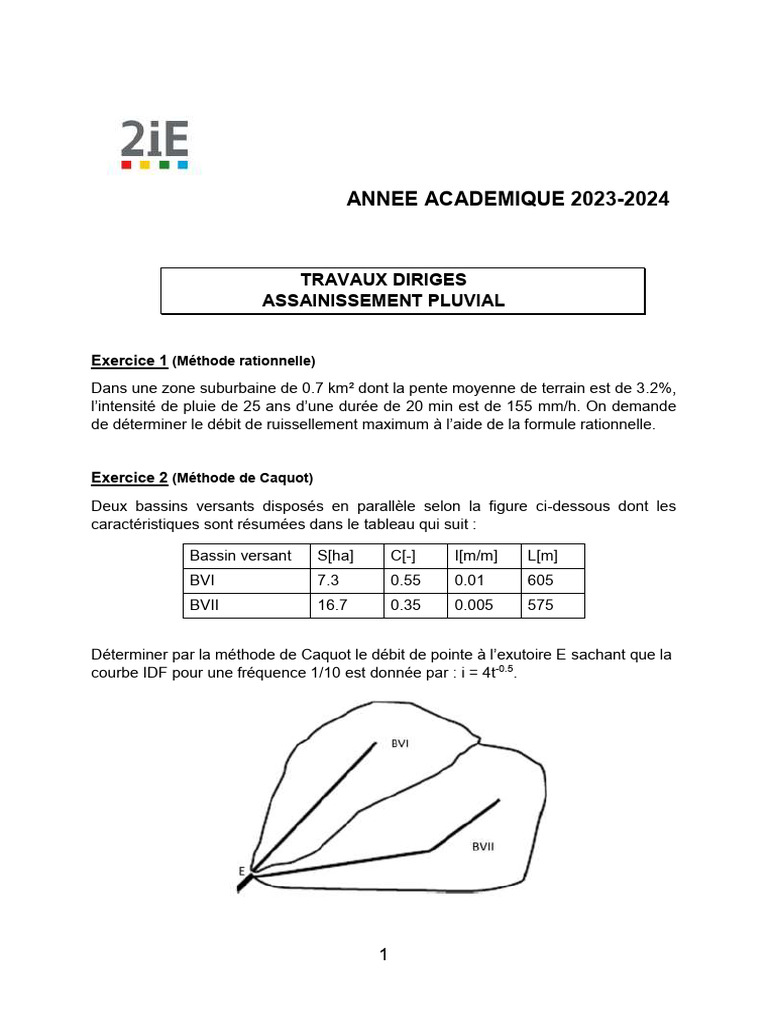 Travaux Dirigés : Assainissement Pluvial | PDF | Ingénierie civile | Biomes aquatiques
