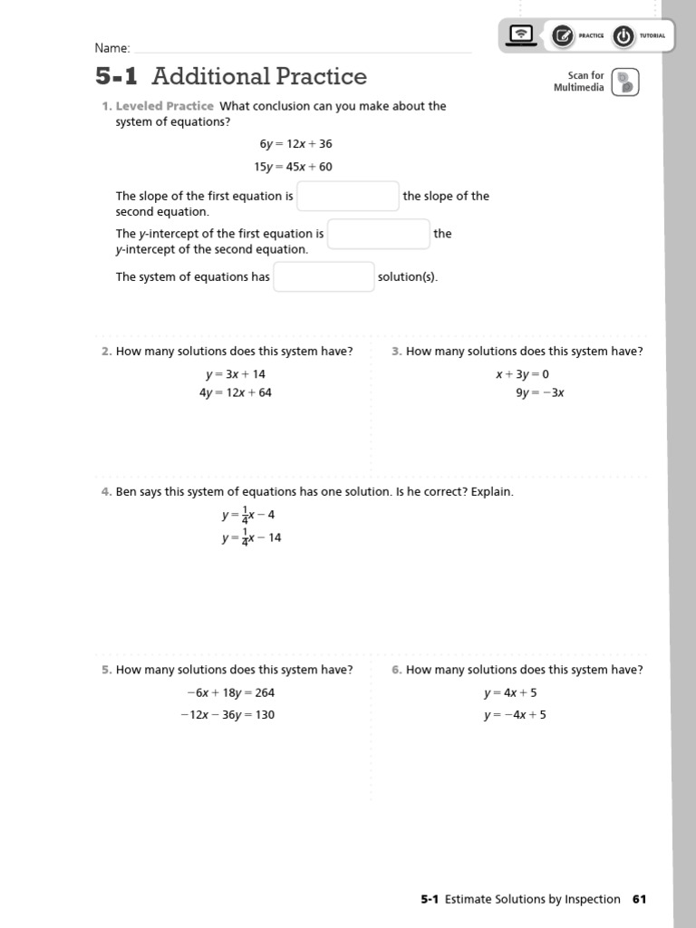 5-1 - Printable Additional Practice | PDF | Equations | Mathematics