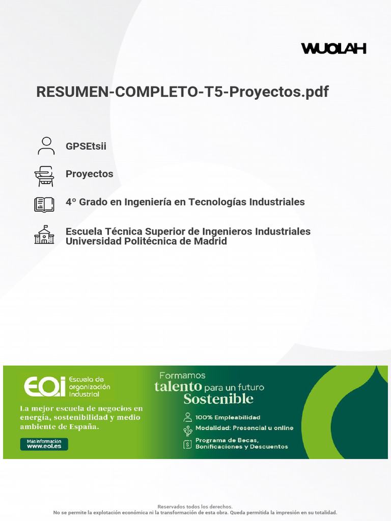 Wuolah Free RESUMEN COMPLETO T5 Proyectos | PDF | Presupuesto