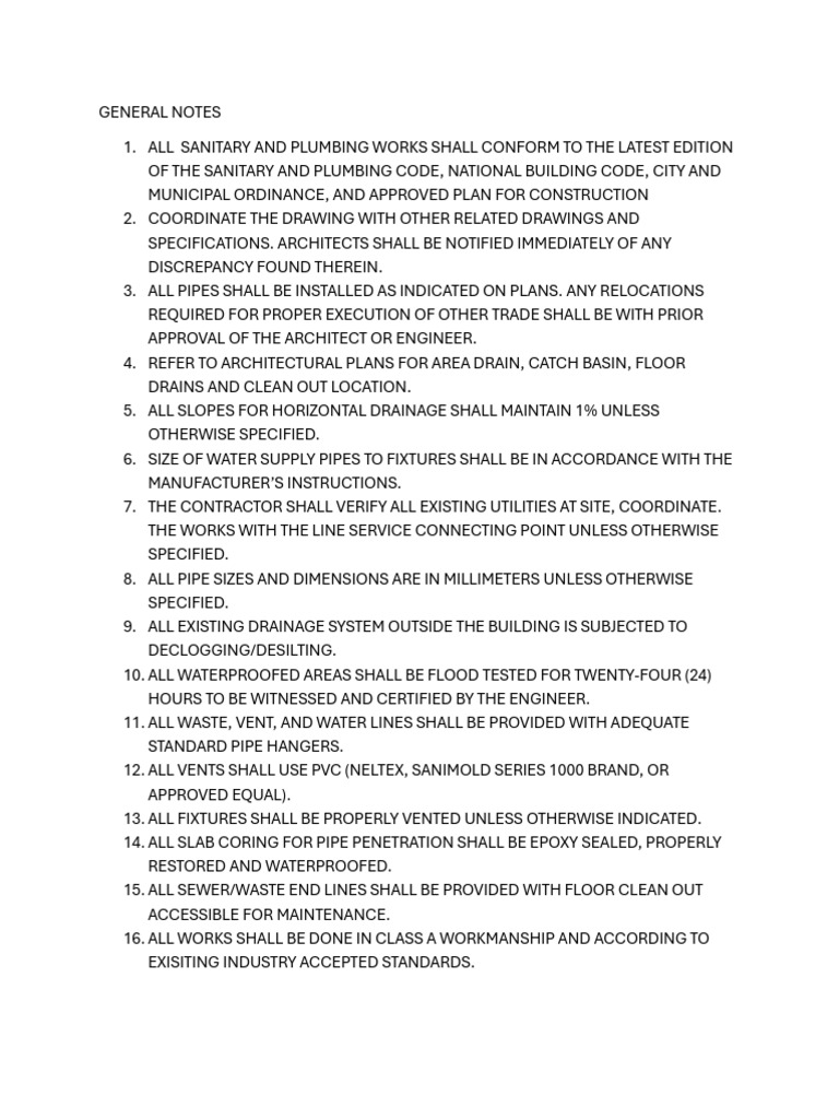 GEN NOTES PLUMBING New | PDF | Plumbing | Pipe (Fluid Conveyance)