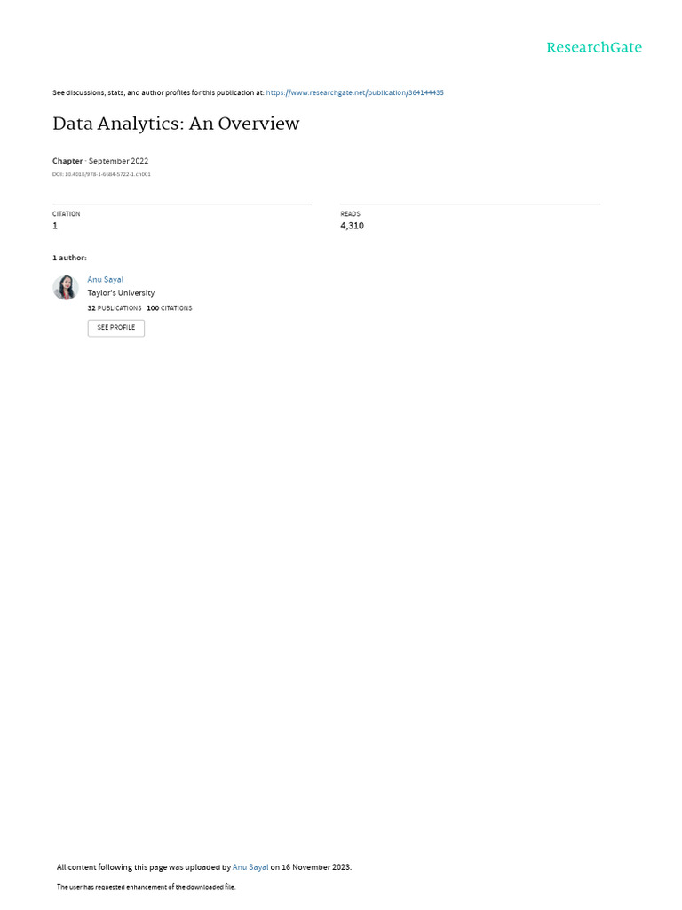 Data Analytics - An Overview | PDF | Data | Data Analysis