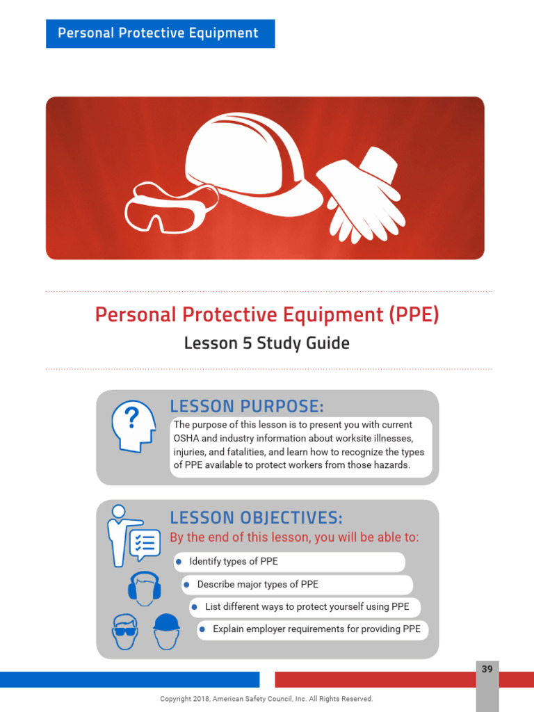 Lesson 5 Personal Protective Equipment | PDF | Personal Protective ...