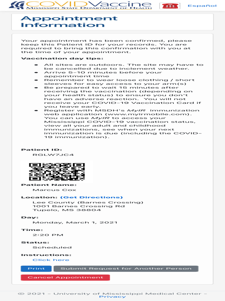 Appointment Information - UMMC COVID Scheduling | PDF | Social Science