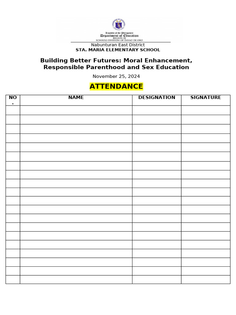 Attendance GAD | PDF | Social Science | Religion & Spirituality