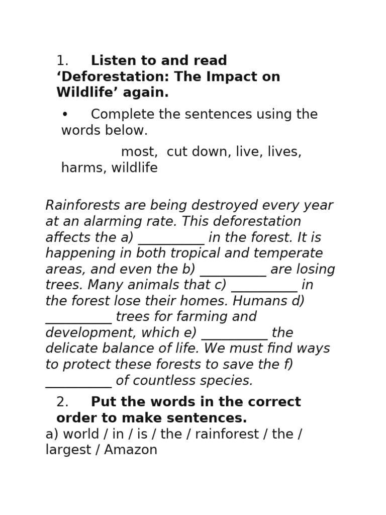 english practice | PDF | Deforestation | Rainforest