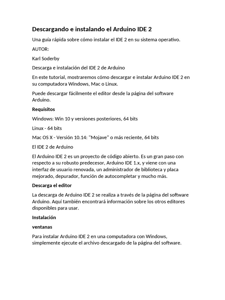 Descargando e Instalando El Arduino IDE 2 | PDF