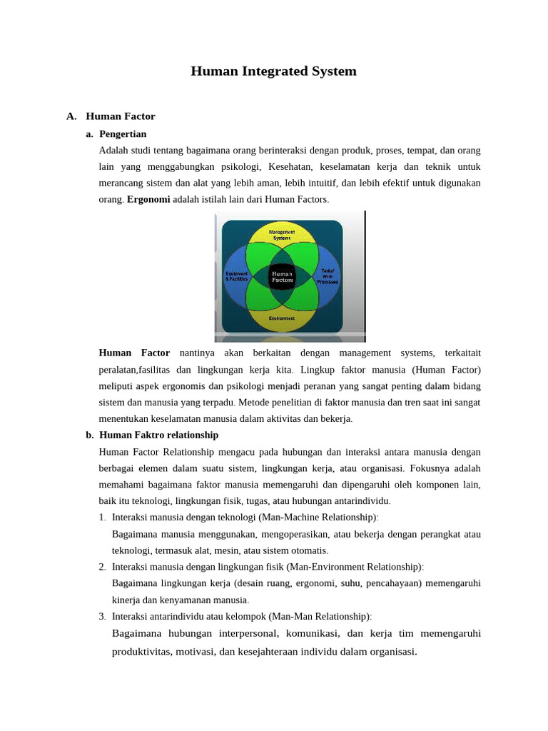 Sistem Terintegrasi Faktor Manusia | PDF