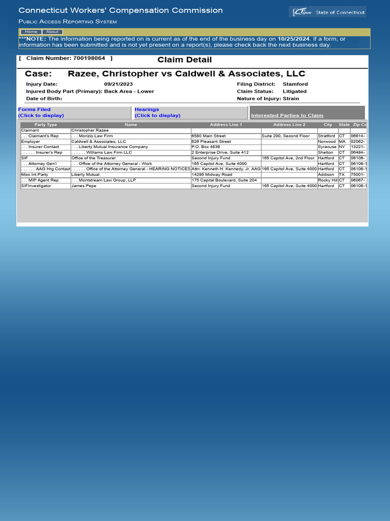 CT Workers' Comp Claim: Razee vs Caldwell | PDF | Justice | Crime ...
