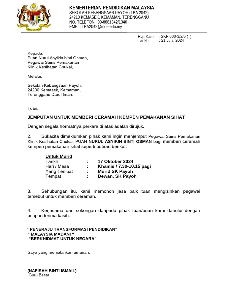Surat Jemputan Penceramah | PDF