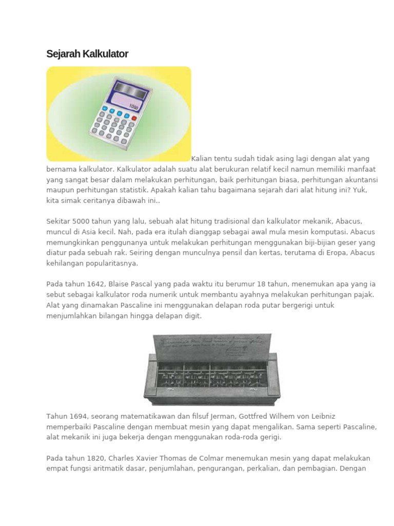 Sejarah Kalkulator | PDF | Sejarah