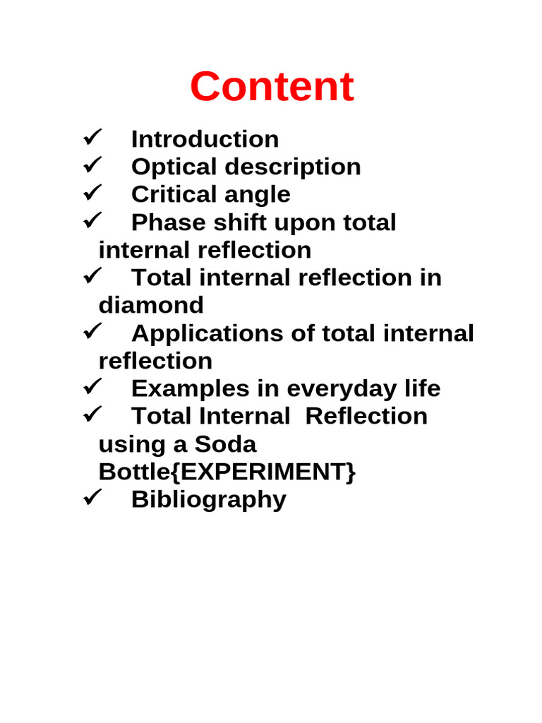 Total Internal Reflection Guide | PDF | Reflection (Physics) | Refraction