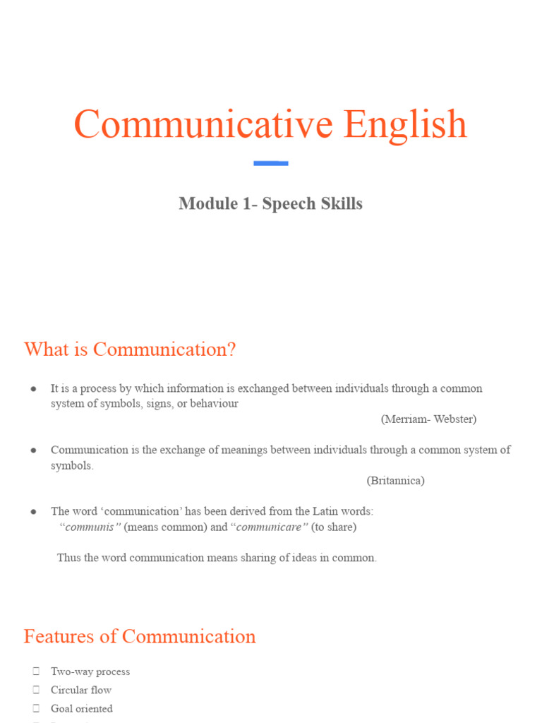 Communicative English Module 1 | PDF | Syllable | Stress (Linguistics)