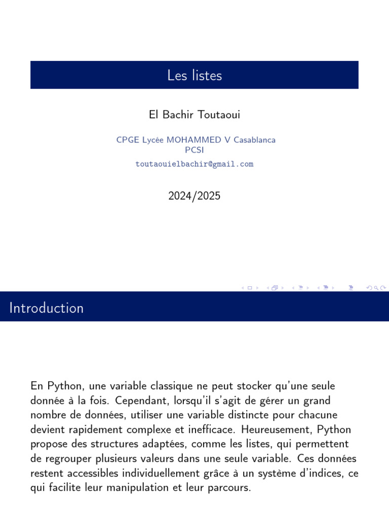 Introduction aux listes en Python | PDF | Python (Langage de ...