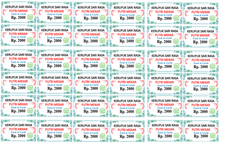 Label Kerupuk Sari Rasa Putri Mekar | PDF