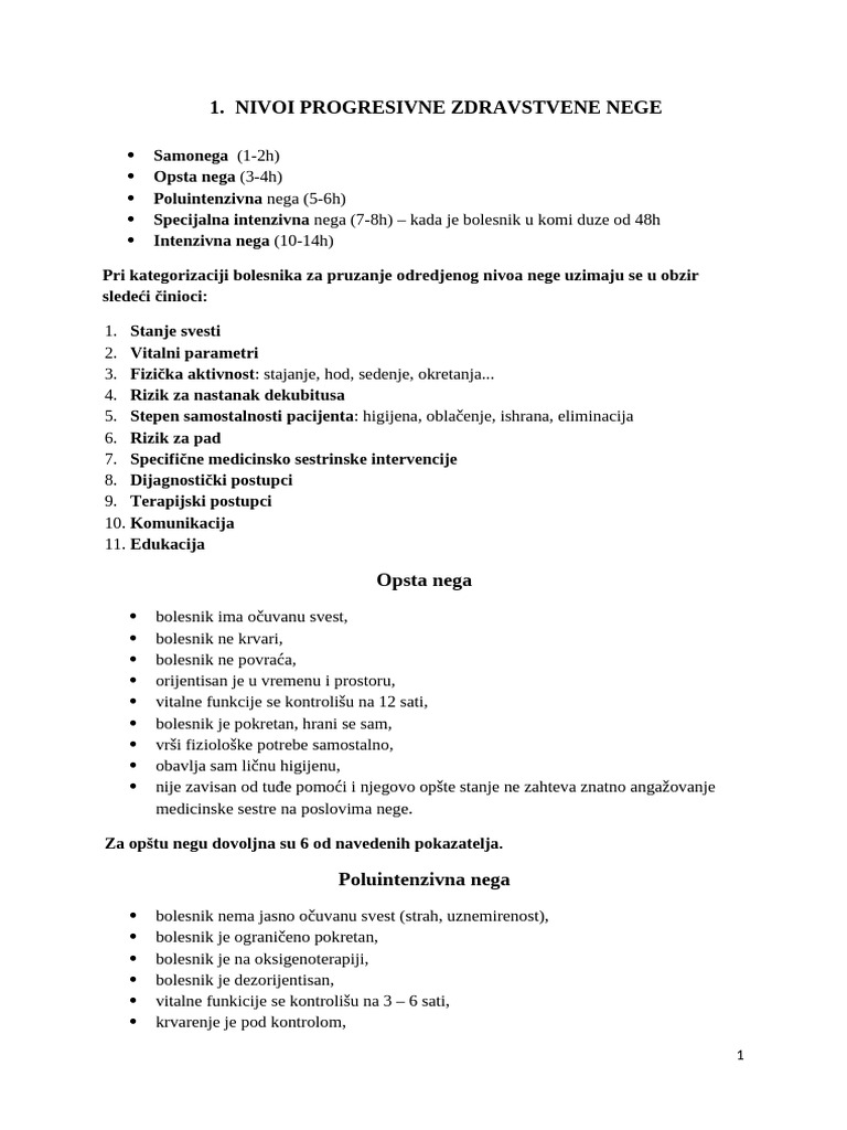 Nega U Internoj 1 Skripta Ispit | PDF