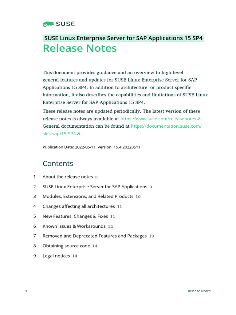 Release-Notes Sles For Sap 15.en | PDF | Linux | Software Repository