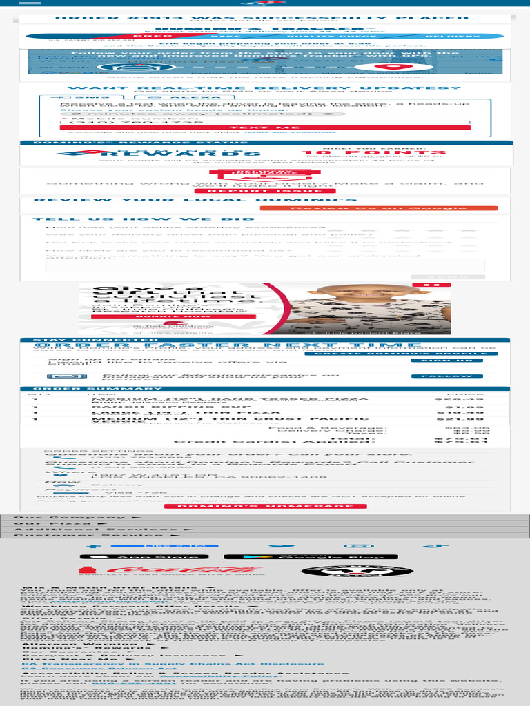 Checkout Confirmation - Domino's Pizza, Order Pizza Online For Delivery ...