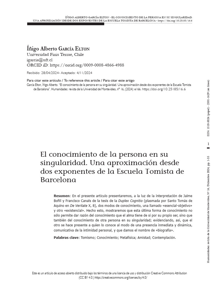 Conocimiento de la persona en Tomismo | PDF | Conocimiento | Tomás de ...