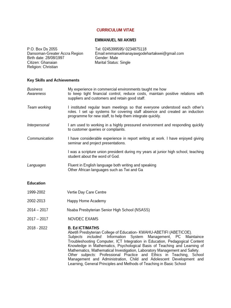 Emma CV | PDF | Schools