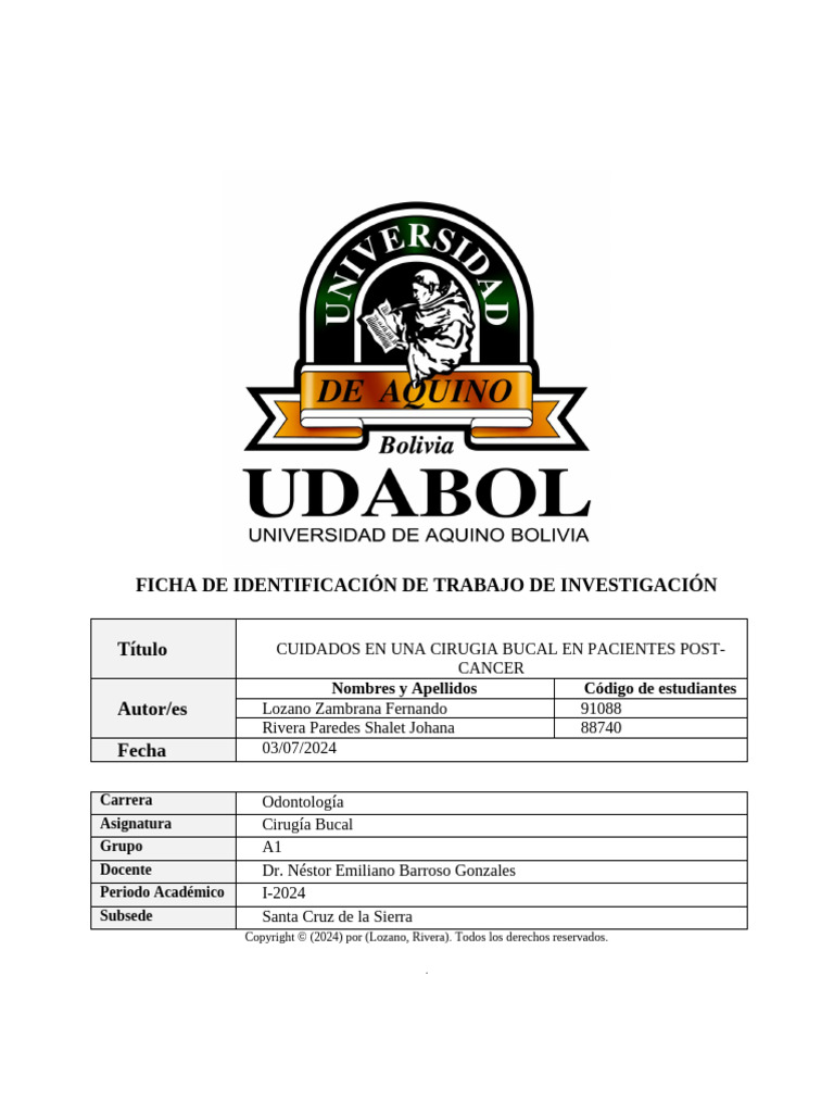 Formato - Trabajo - de - Inv Ciru | PDF | Odontología | Cirugía